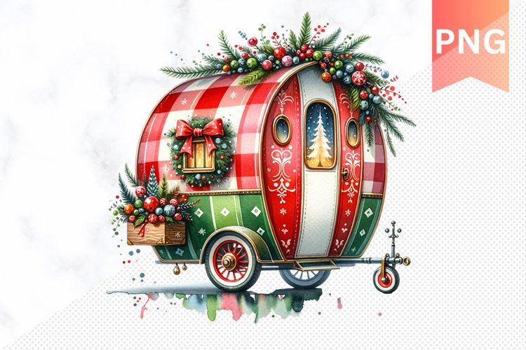 Christmas Whimsical Caravan - Clipart PNG Design