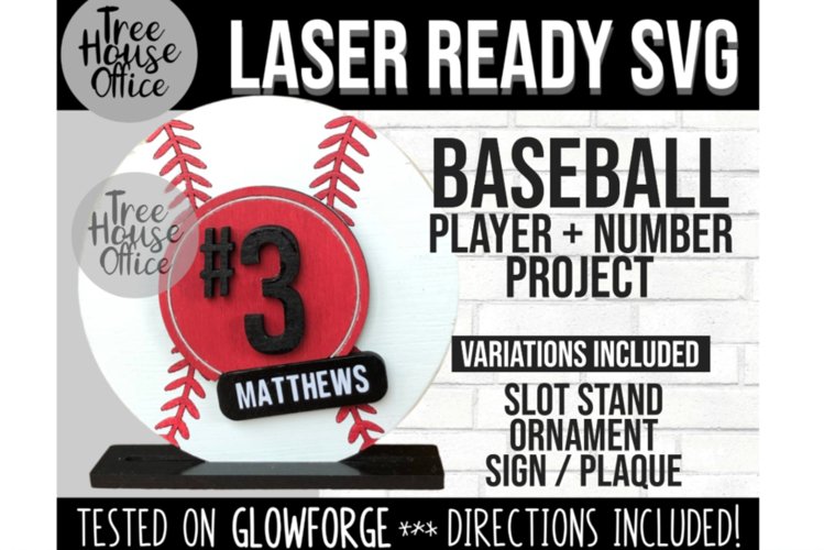 Baseball Laser Svg, Player Name Number Glowforge Cut File (1178605 ...