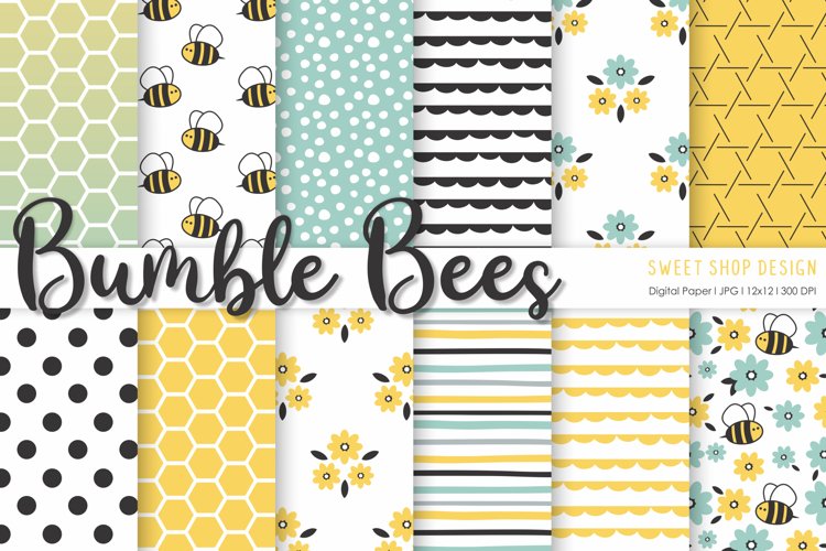 Digital Paper BUMBLE BEES, 12x12, Set of 12 Papers (699531) | Patterns ...