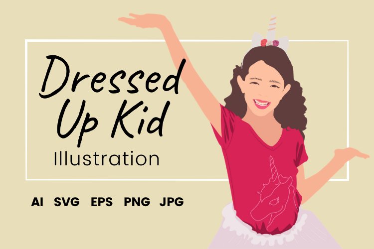 Dressed Up Kid Vector Illustration