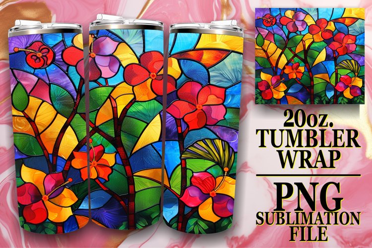 20oz Sublimation Design: Stained Glass Tree