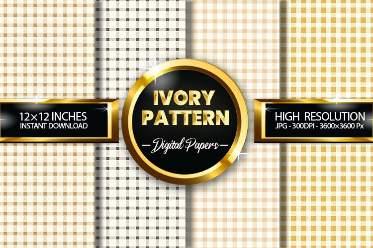 Ivory Pattern Gingham Digital Papers - 04 (3001361)