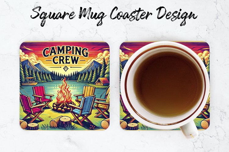 Camping Crew Mug coaster | Coaster | Sublimation Design