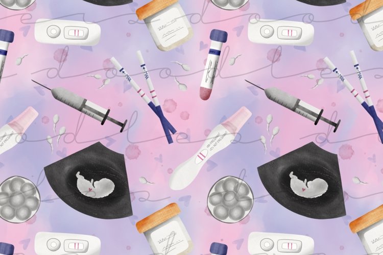 IVF seamless pattern, infertility awareness digital paper (1012571 ...