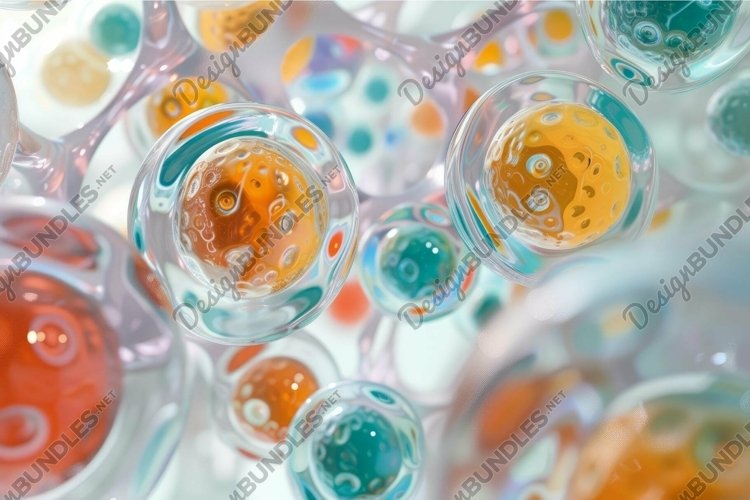 Digital illustration of multicolored spheres with intricate