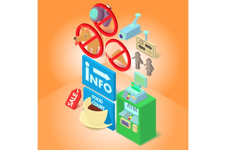 Info concept banner, isometric style