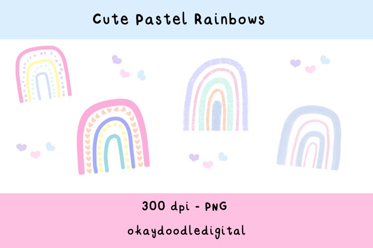 Cute Pastel Rainbow Clipart - Digital Scrapbooking (676986)