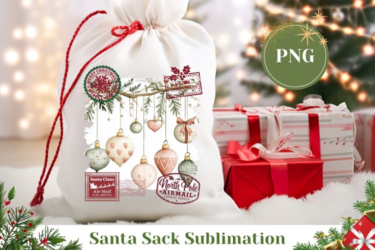 Christmas Baubles Santa Sack, Winter Gift Bag (4896464)