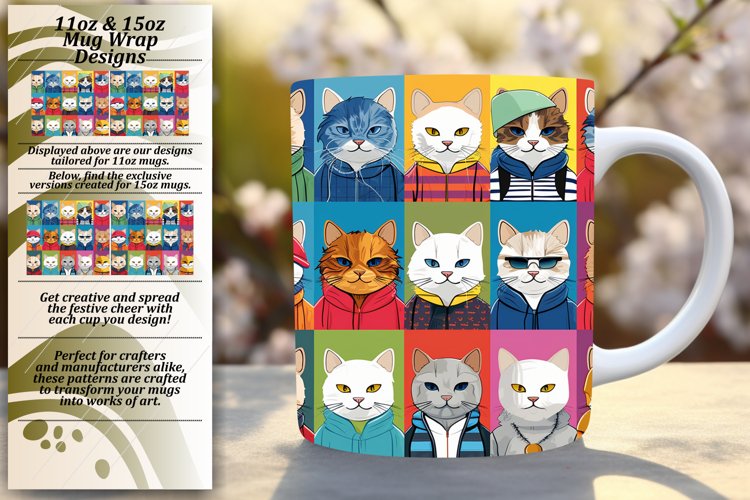 Meow Masterpieces Unleashed: Colorful Mug Wrap (2980148)