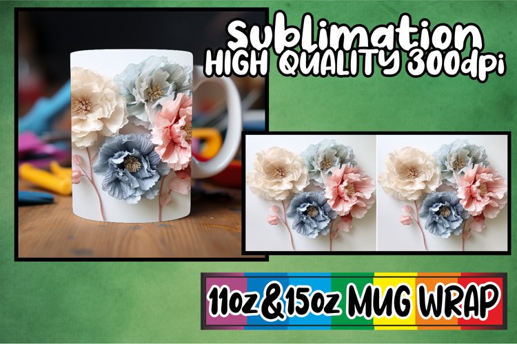 Exquisite 3D Flower Mug Design - 11oz/15oz (3086333)