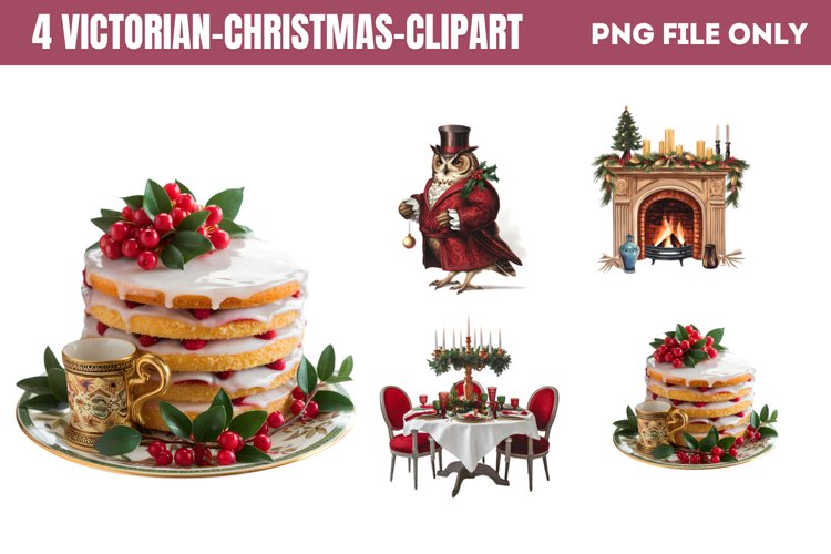 Victorian Christmas Sublimation Clipart PNG (4861352)