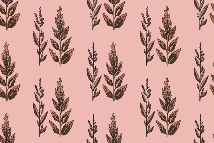 Abstract botanical plants and flowers, seamless (5128688)