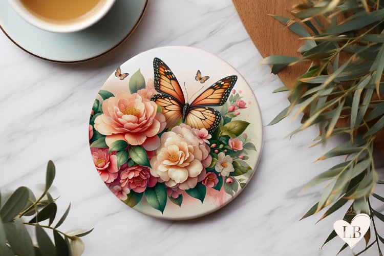 Butterfly Coaster - Camelia Round Coaster Sublimation