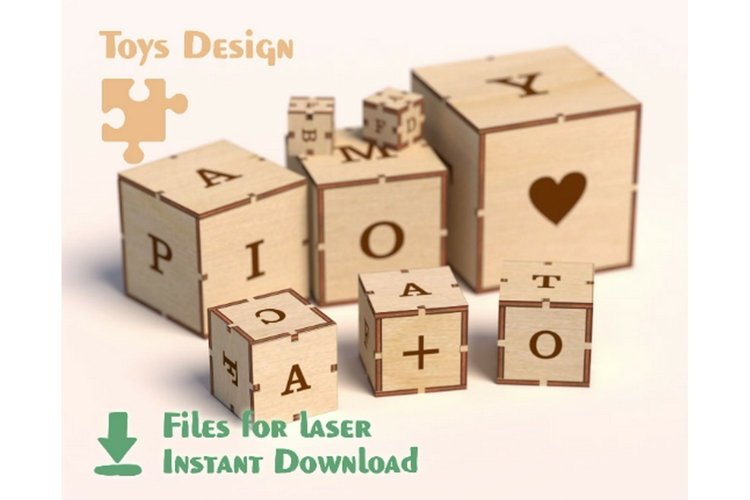 Alphabet Cubes - Instant download - digital template