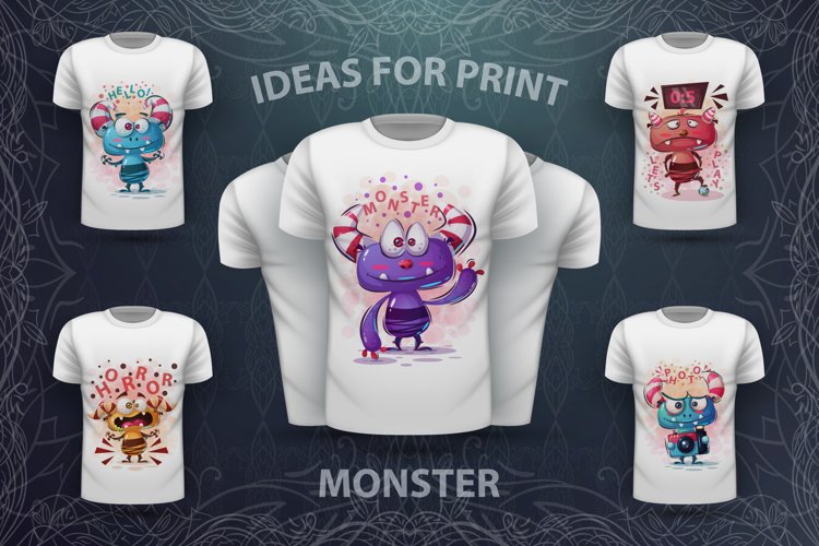 Cute cartoon monster - print t-shirt (332625) | Illustrations | Design ...