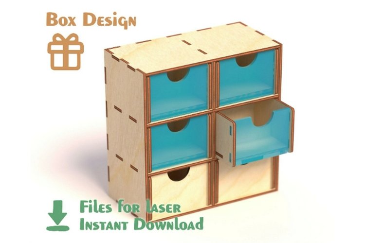 Handheld Desk Organizer with 6 Side Drawers - Laser Cut File