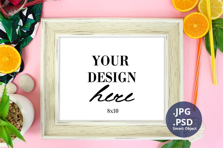 Horizontal Frame 8x10 Summer mockup PSD, Summer Mockup PSD
