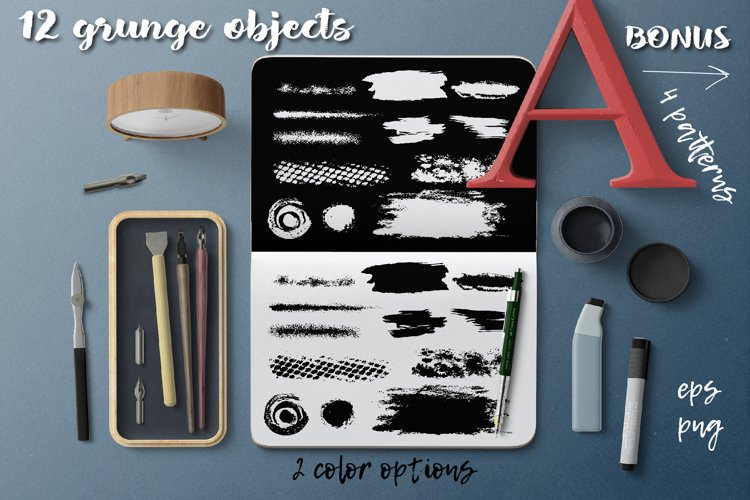 Grunge objects set patterns