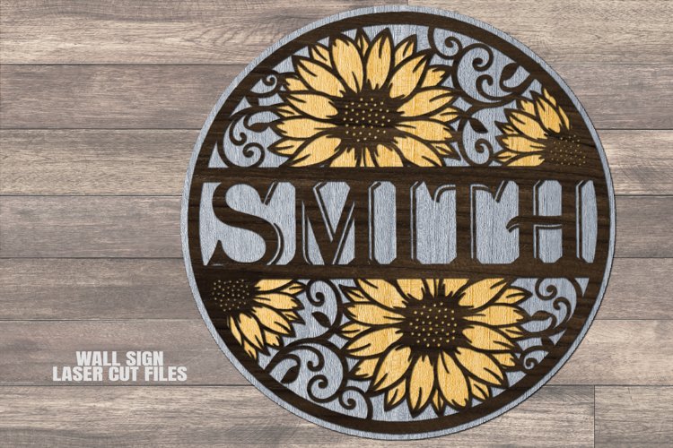 Sunflower Monogram SVG | Sunflower Sign SVG Laser Cut Files