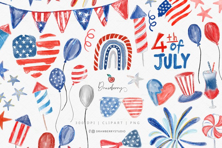 4th of July Clipart Watercolor Independence Day cp137
