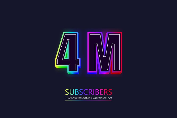 4M subscribers celebration template Neon Sign Text Effect