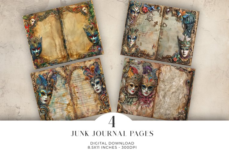 Carnival Masks Junk Journal Digital Paper Bi-fold (4104106)