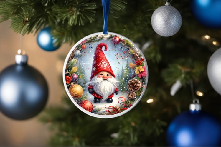 Christmass Gnome Round Ornament PNG
