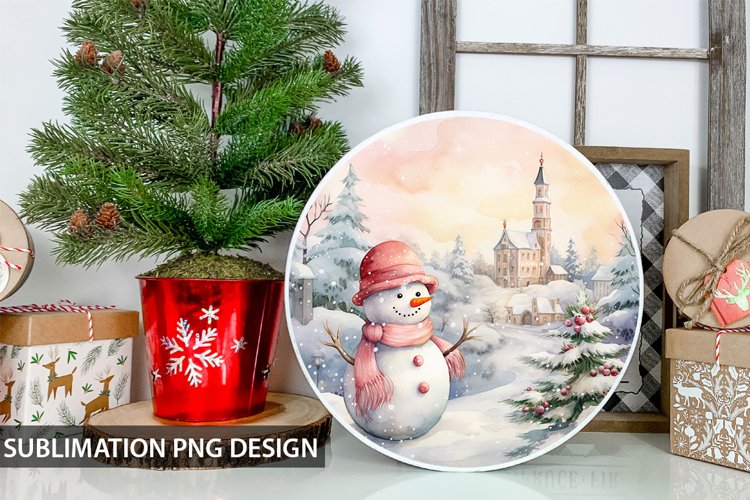 Christmas Snowman Round Sign
