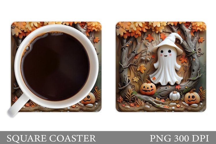 Cute Ghost Coaster Design. Halloween Coaster (4230690)