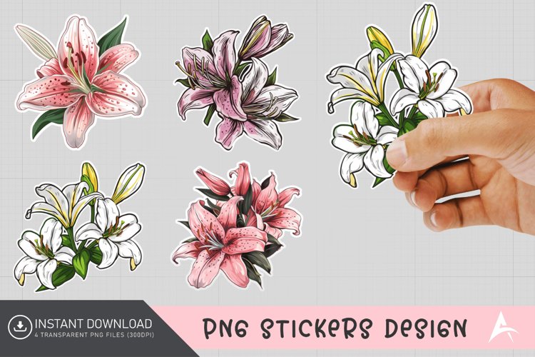 Lily Sticker Clipart,Botanical Lily Sticker