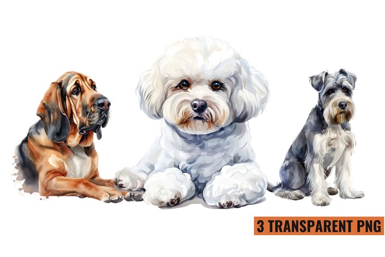 Watercolor Dog Breed Clipart , PNG