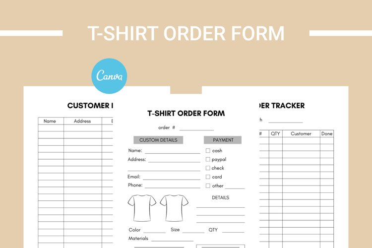 T shirt Order Form Template PTA PTSA PTO Church Fundraiser Australia 