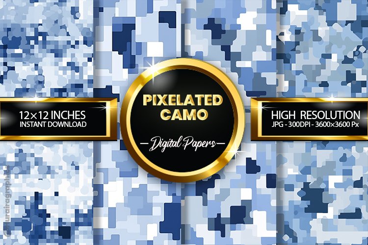 Pixelated Camo Digital Papers - 04 Variations (3587893)