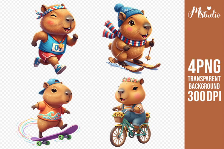 Cute Capybara Sports & Activities PNG Clipart