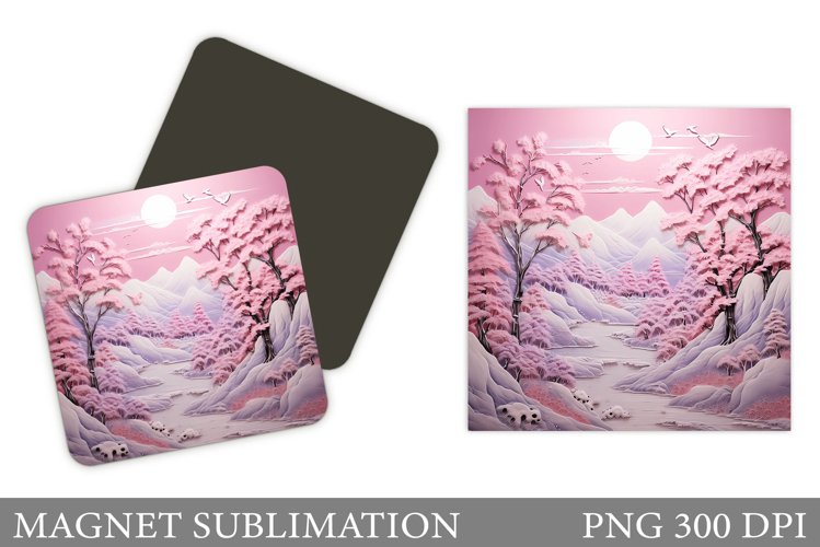 Winter Landscape Magnet. Winter Square Magnet (2950900)