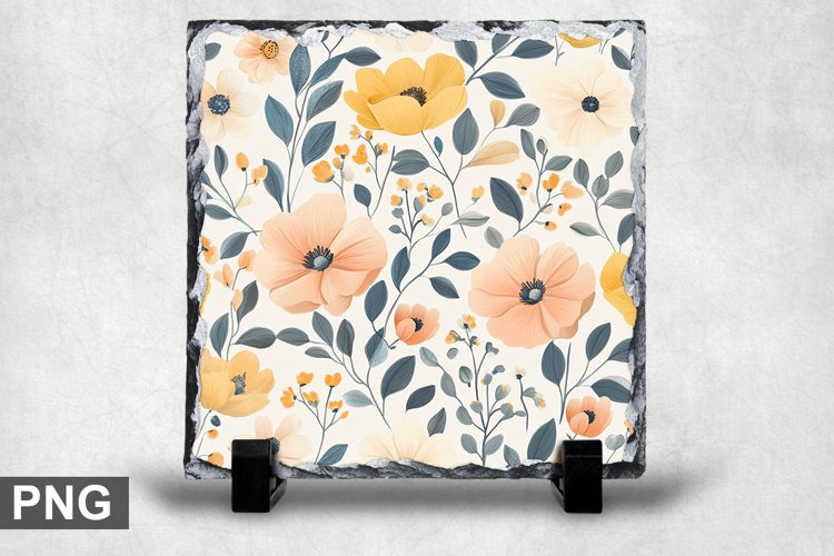 Pastel Flowers Square Sublimation Slate Design