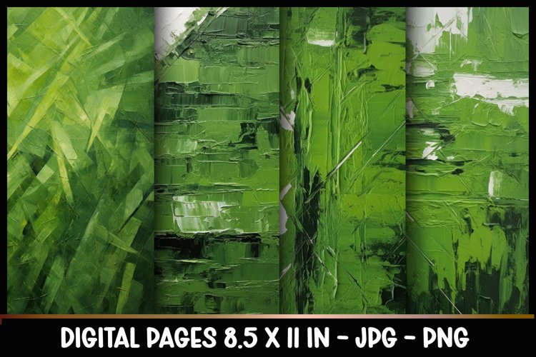 4 Green Paint Strokes Digital Papers I Junk (3798355)