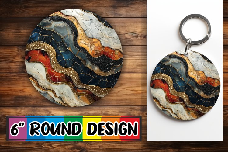 Radiant Round Keychains: Gold Mosaic