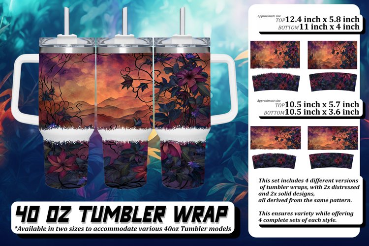 Vintage Flower Pattern Tumbler: Retro Elegance