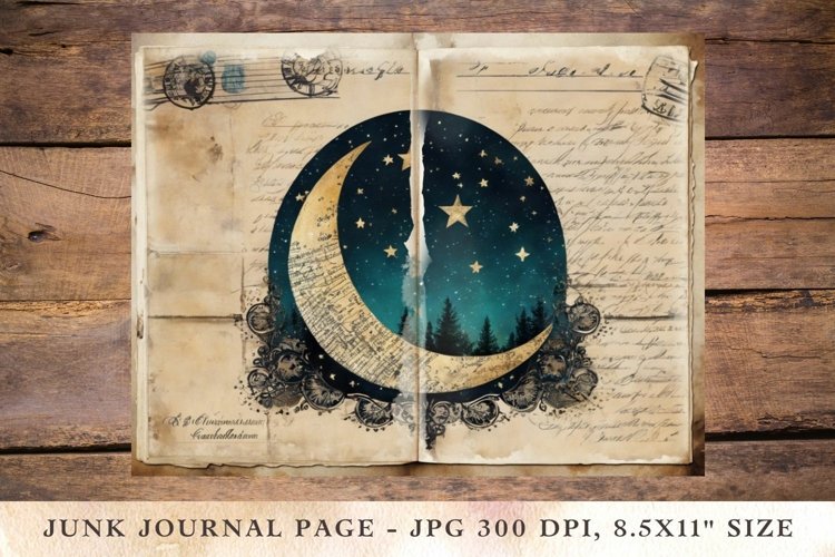 Printable Junk Journal Pages moon stars 2