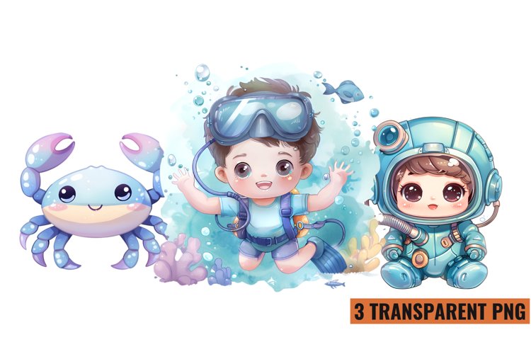 Watercolor Under The Sea Clipart PNG