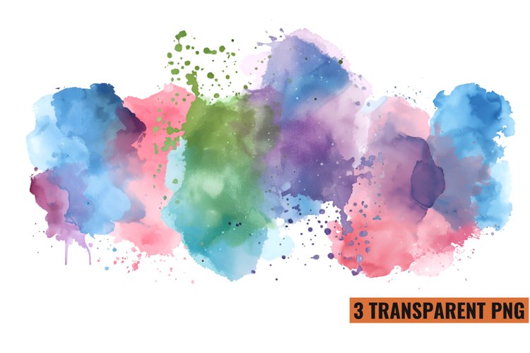 Watercolor Splashes Clipart Sublimation, PNG