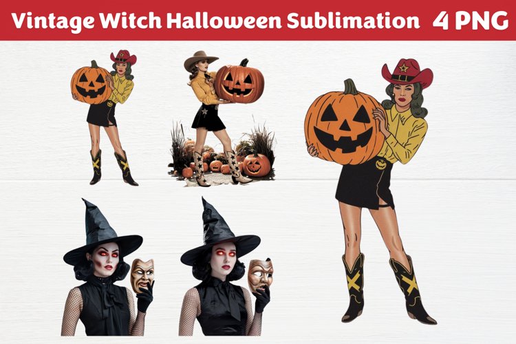 Vintage Witch Halloween Sublimation PNG (4587929)