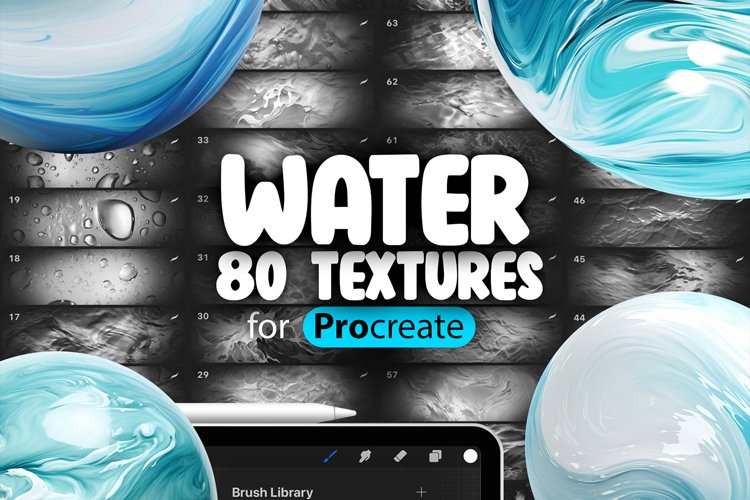 80 Procreate Water Texture Brushes
