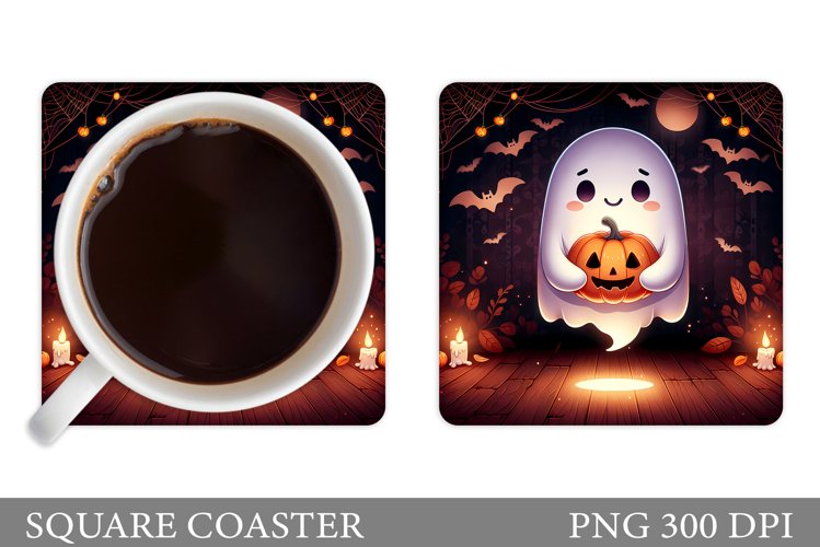 Cute Ghost Coaster Design. Halloween Coaster (4309612)