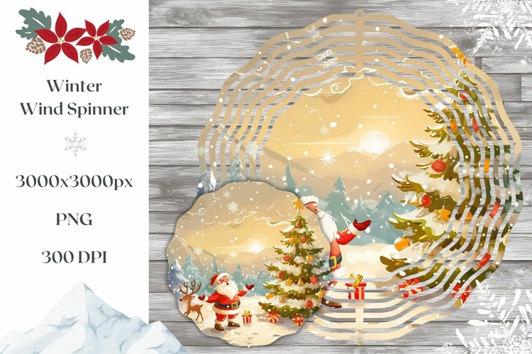 Santa Claus Wind Spinner Design, Christmas Wind Spinner PNG