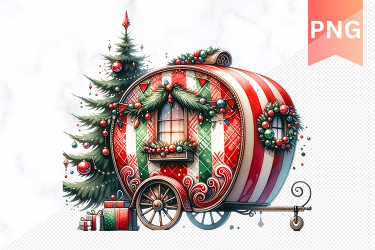 Christmas Whimsical Caravan - Clipart PNG Design