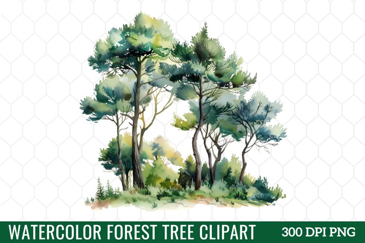 Watercolor Forest Tree Clipart (3460722)
