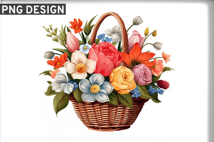 Flowers Basket Sublimation PNG Design - Sublimation Design