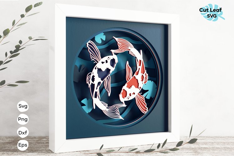 Koi Fish Layered 3D SVG - Shadow box svg, Fish svg
